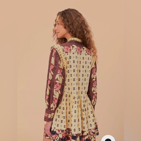 FARM Rio | Dresses | Farm Rio Ainika Maxi Floral Cream Open Yoke Mini ...